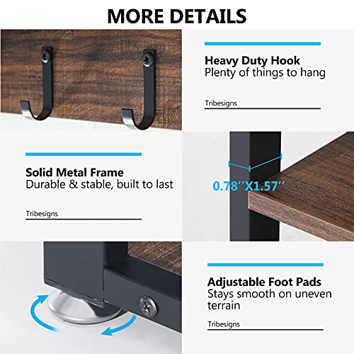 Tribesigns Industrial [Shoe] [Rack] [Bench] with Coat [Rack] Set With Hall Tree, 3 Storage Cubbies, 7 Hooks for Entryway, Hallway, 5-in-1Design, Rustic Brown