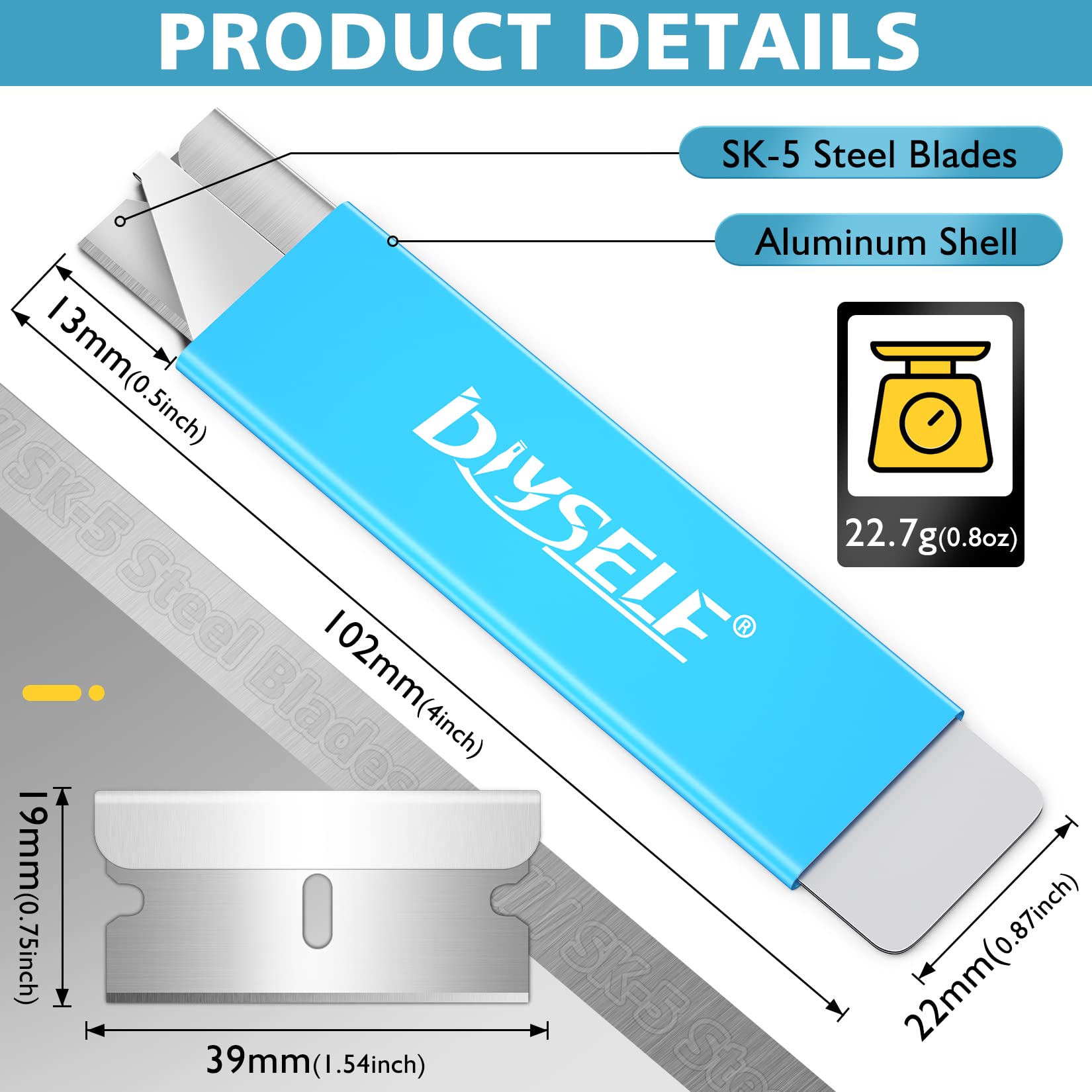DIYSELF Box Cutters, 12 Pack Box Cutter Retractable, Box Cutter Knife with Single Edge Razor Blade, Utility Knife All Metal Shell, Box, Letter Opener for Packages, Boxes, and Paper, Work Knife for Men