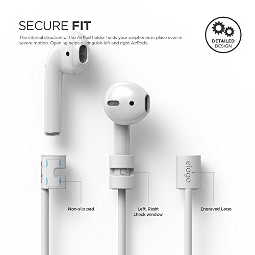 elago AirPods Strap [White] - [Compatible with Apple AirPods 1 & 2][Compact][Lightweight][Ideal Length] – for Apple AirPods 1 & 2