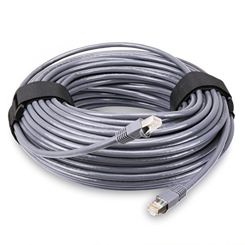 Outdoor Ethernet 250ft Solid Shielded Cat6 Cable, Waterproof Buried-able UV Resistant-50u Gold Plated RJ45 Plug Connector-75m …