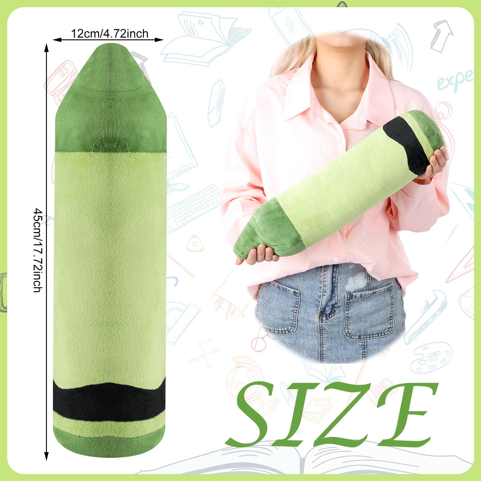 Civaner 17.7 Inch Crayons Pillow Classroom Plush Pillow Large Throw Pillow Teacher Pillow Back to School Crayons Stuffed Cushion Creative Cute Crayon Plush for Reading Room Classroom Birthday Party