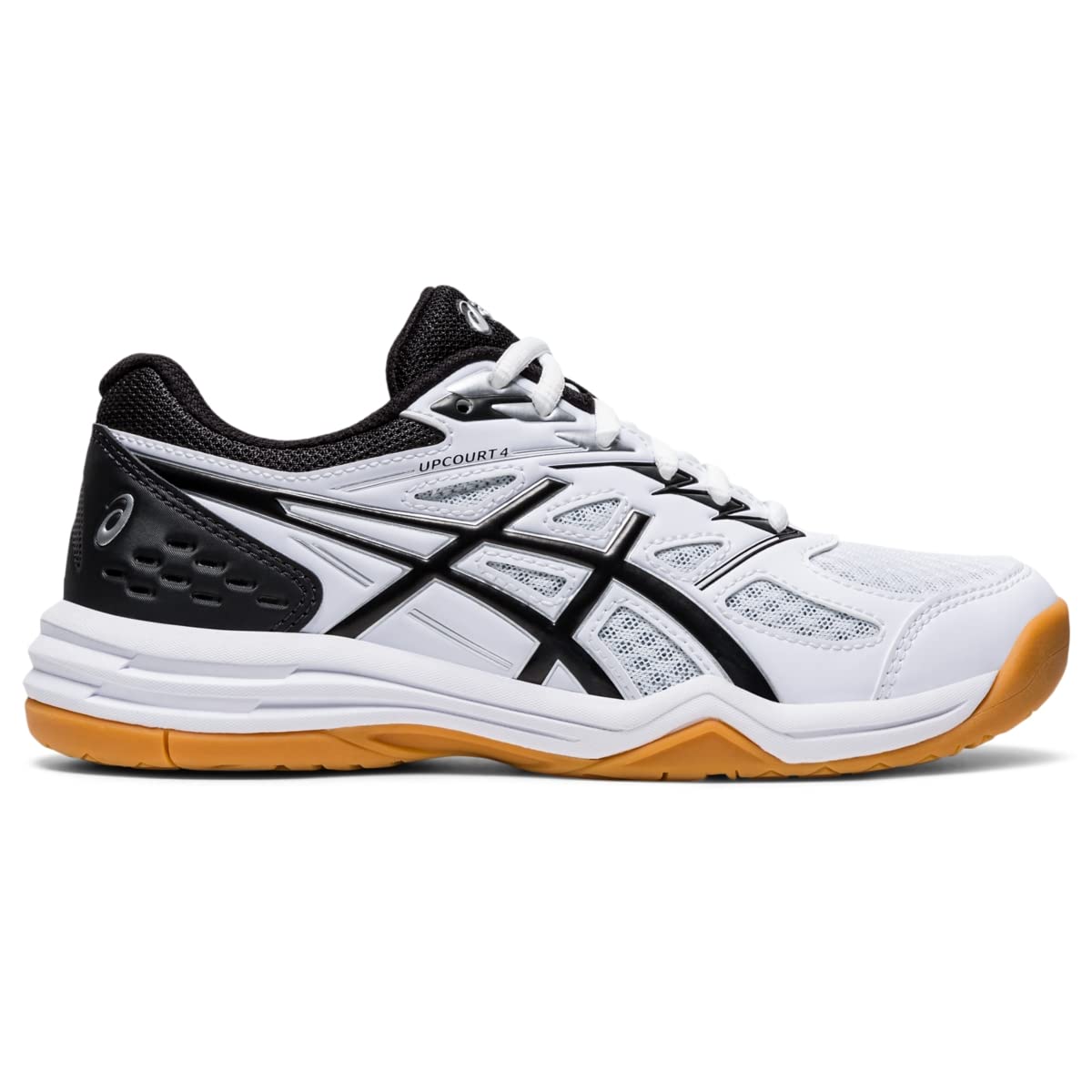 ASICS Kid's Upcourt 4 Grade School Volleyball Shoes, 4.5, WHITE/BLACK