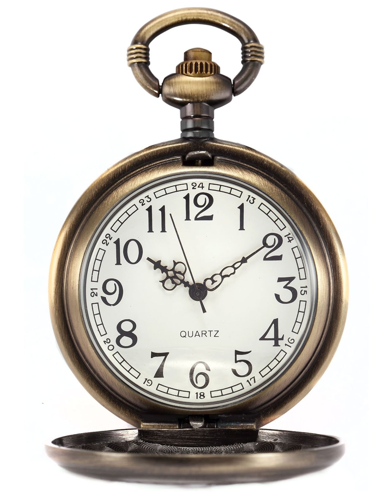 AMPM24 Skeleton Men's Steam Train Copper Dangle Quartz Pocket Watch WPK100