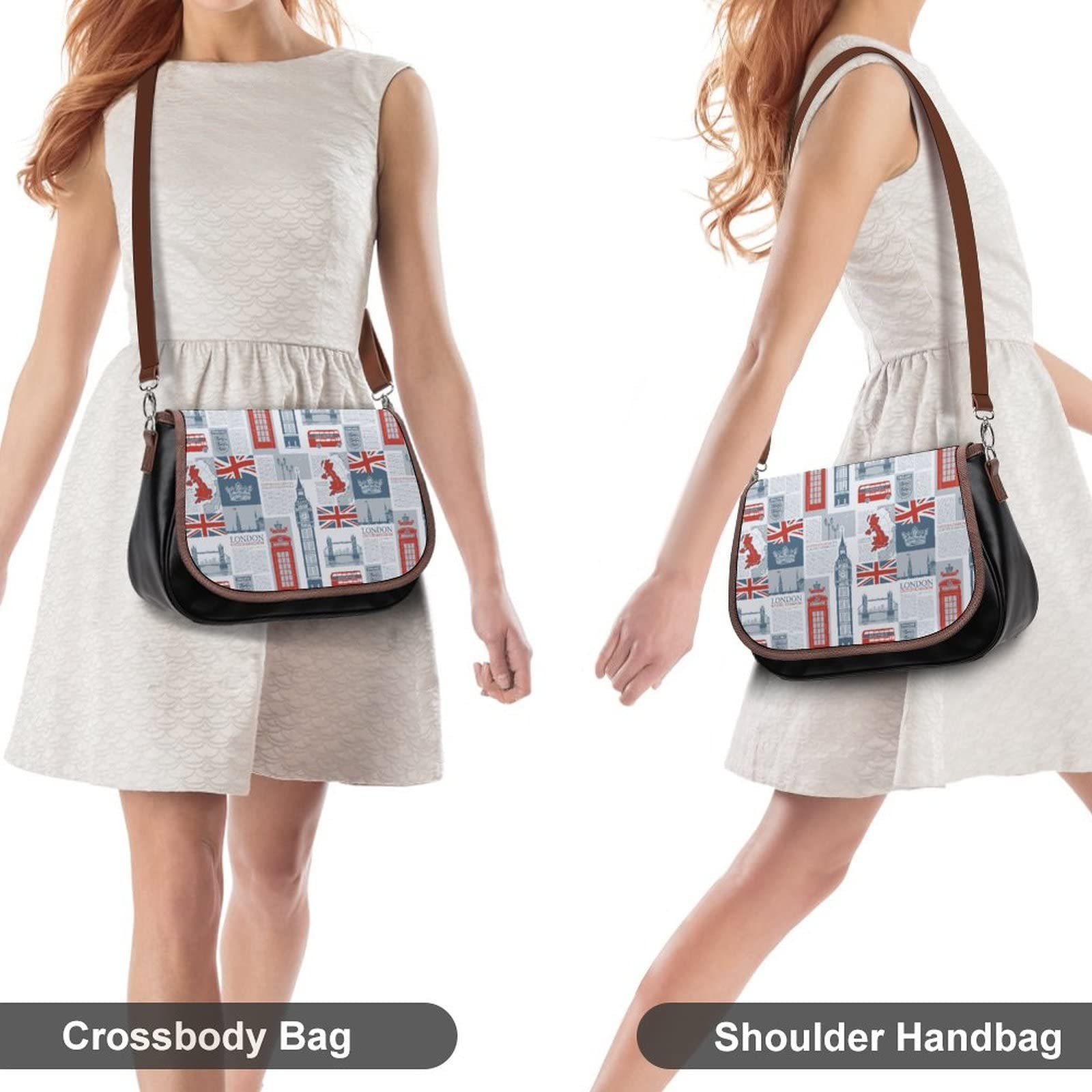 FunnyStar Theme of Uk And London British Flag Women's PU Leather Purses Soft Crossbody Bag Shoulder Handbags