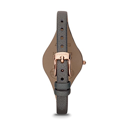 Fossil Women's Georgia Quartz Stainless Steel and Leather Three-Hand Watch, Color: Rose Gold, Grey (Model: ES3077)