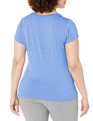 Hanes womens Sport Heathered Performance V-neck Tee Shirt, Awesome Blue Heather, Large US