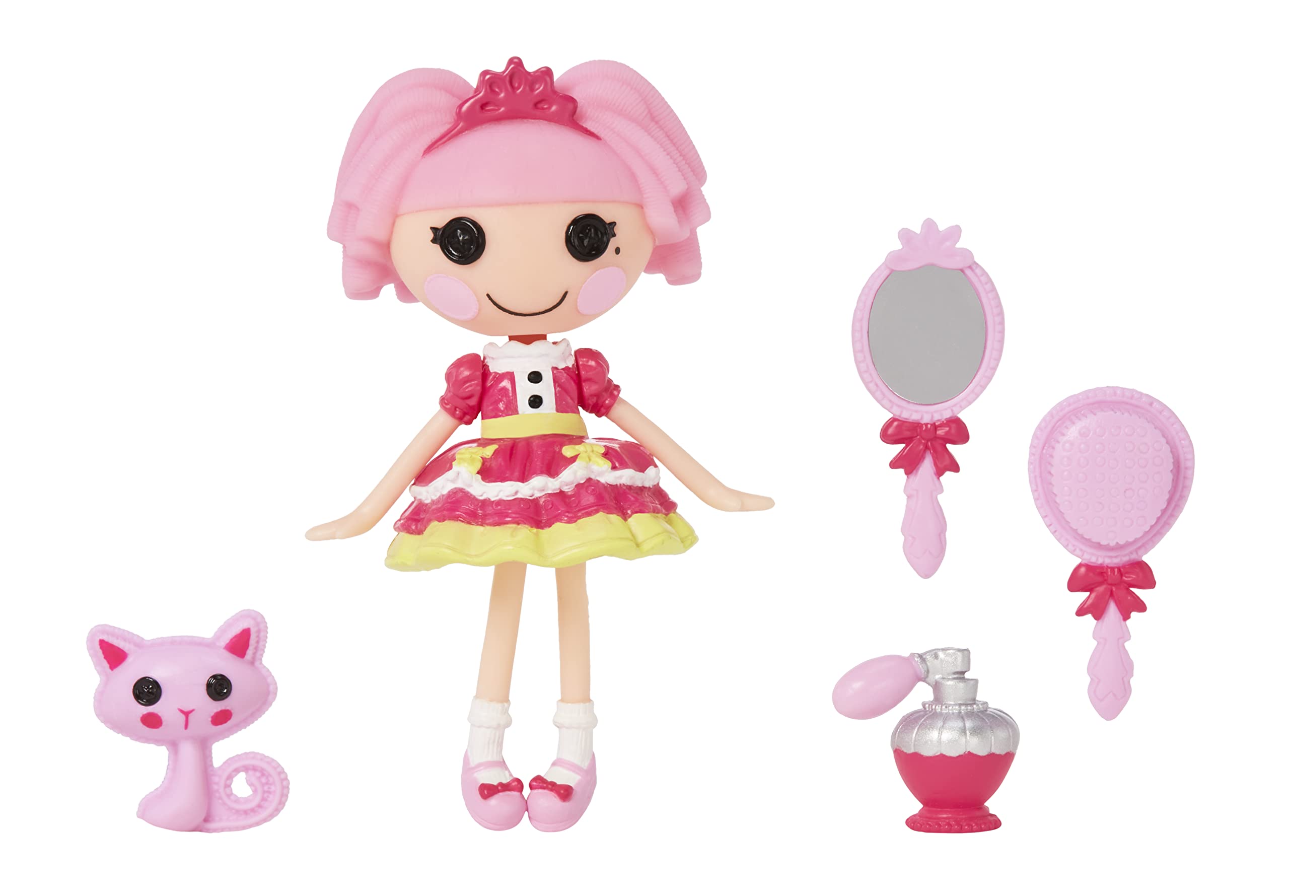 Lalaloopsy Mini Doll - Jewel Sparkles with Mini Pet Persian Cat, 3" Mini Princess Doll with Accessories, in Reusable House Package playset, for Ages 3-103, Multicolor, 579045