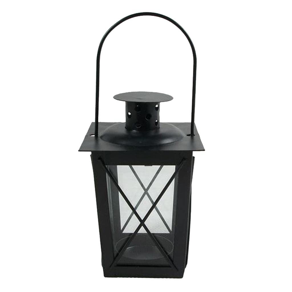 Homyl Metal Lantern Garden Lantern Wind Light Lantern Candle Holder Home Garden - Black, 6.69inch Height