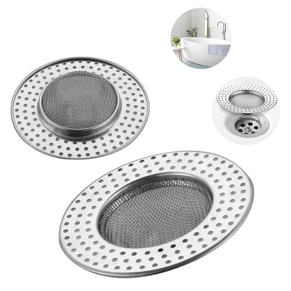 Bathtub Drain Hair Catcher, Fast Drain Shower Drain Hair Catcher, Stainless Steel Drain Protector for Bathroom Pop-up Drain, Kitchen and General Drain (4 PCS,Outer Diameter 3.07in/Inner Diameter 2in)