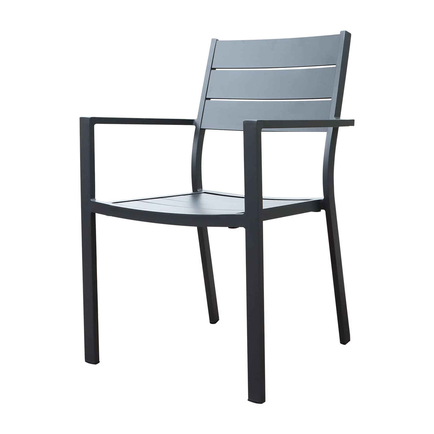 Dining Chair Set of 4, Modern Aluminum Stackable Chairs Patio Dining Chair Coated Weather-Resistant Armchair 350LBS Weight Capacity for Backyard Deck Lawn Garden Black