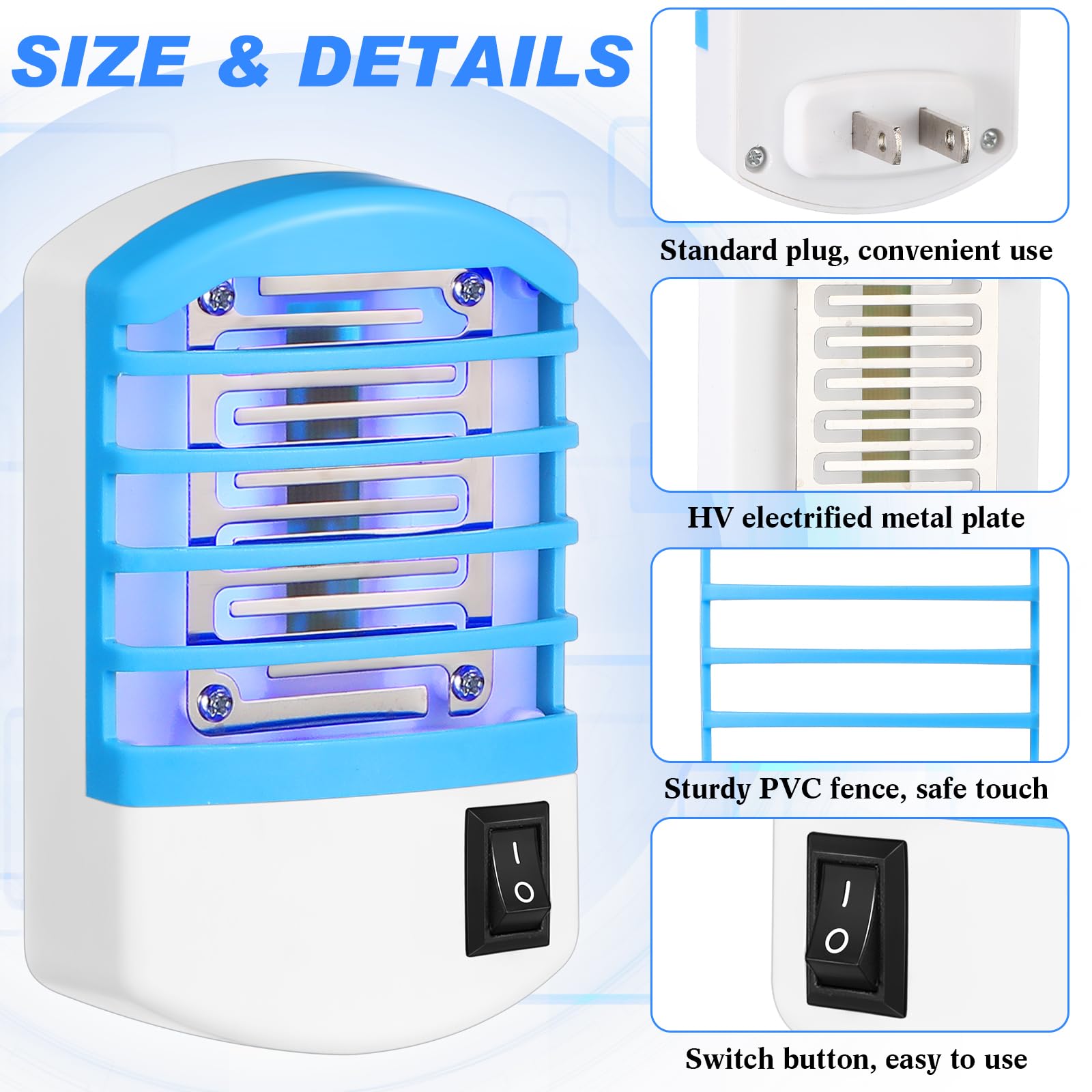 Qualirey Bug Zapper Indoor Plug in Mosquito Indoor Insect Electric Mosquito Fly Zapper Electronic Mosquito with LED Light for Home Kitchen Bedroom Baby Office (4 Pcs)