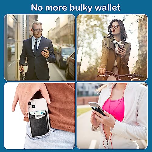 Fulgamo 2Pack Phone Wallet,Leather Phone Card Holder Adhesive Stick On Credit Card Pocket for Back of Phone Case iPhone and Android-Black