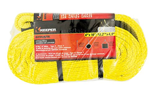 Keeper - 16β x 4" Performance Engineered Cargo and Load Lift Sling with Flat Loops - Type 3, Class 7 Rated Cargo Sling