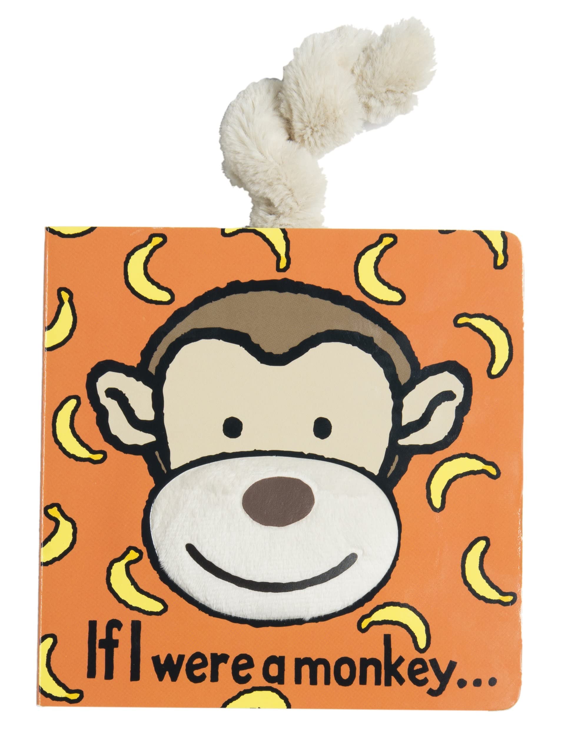 Jellycat If I were a Monkey Board Book and Bashful Monkey Stuffed Animal, Medium 12 inches