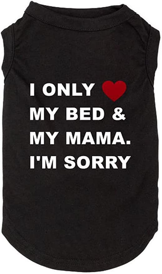 weokwock Dog Shirts Letter Printed Vest for Small Large Dogs Slogan Costume Dog Pajamas Puppy Gift Pet Clothes Mama's Boy (Small, O-Black)