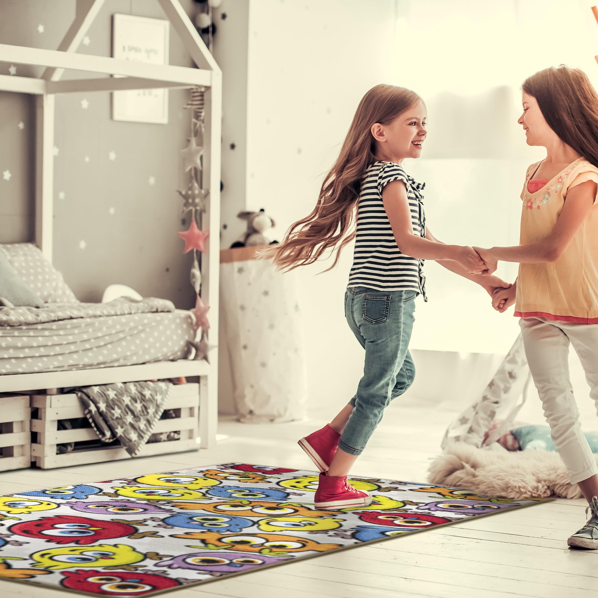 Machine Washable Educational Space Numbers Design Non-Slip Rubberback 5x7 Kid's Area Rug for Playroom, Kid's Room, Bedroom, 5' x 6'6", Navy