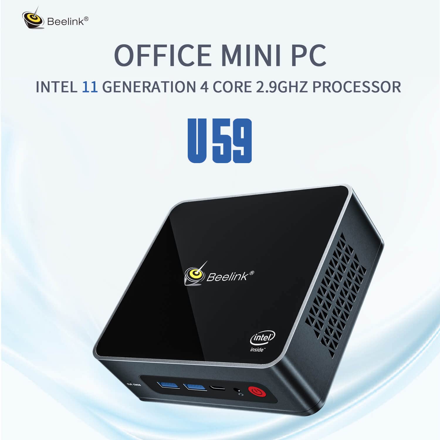 Beelink U59 Mini Pc W11 Pro, 8GB DDR4 256GB SSD Intel 11th Generation Processors 4C 4T Up to 2.9Ghz,36W Mini Computers 2*HDMI/typc 3.0 4K@60Hz Three Output Gigabit Ethernet