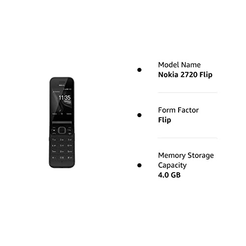 Nokia 2720 Flip 4G 2.8" Dual-core 2 MP Snapdragon 205 Phone, GSM Unlocked Chinese Model, No Warranty (Black)