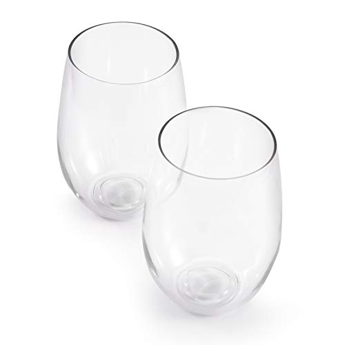 hotder Tritan Stemless Wine Glasses,Unbreakable BPA-Free Plastic Glasses,Set of 4,16OZ (Egg Shape)