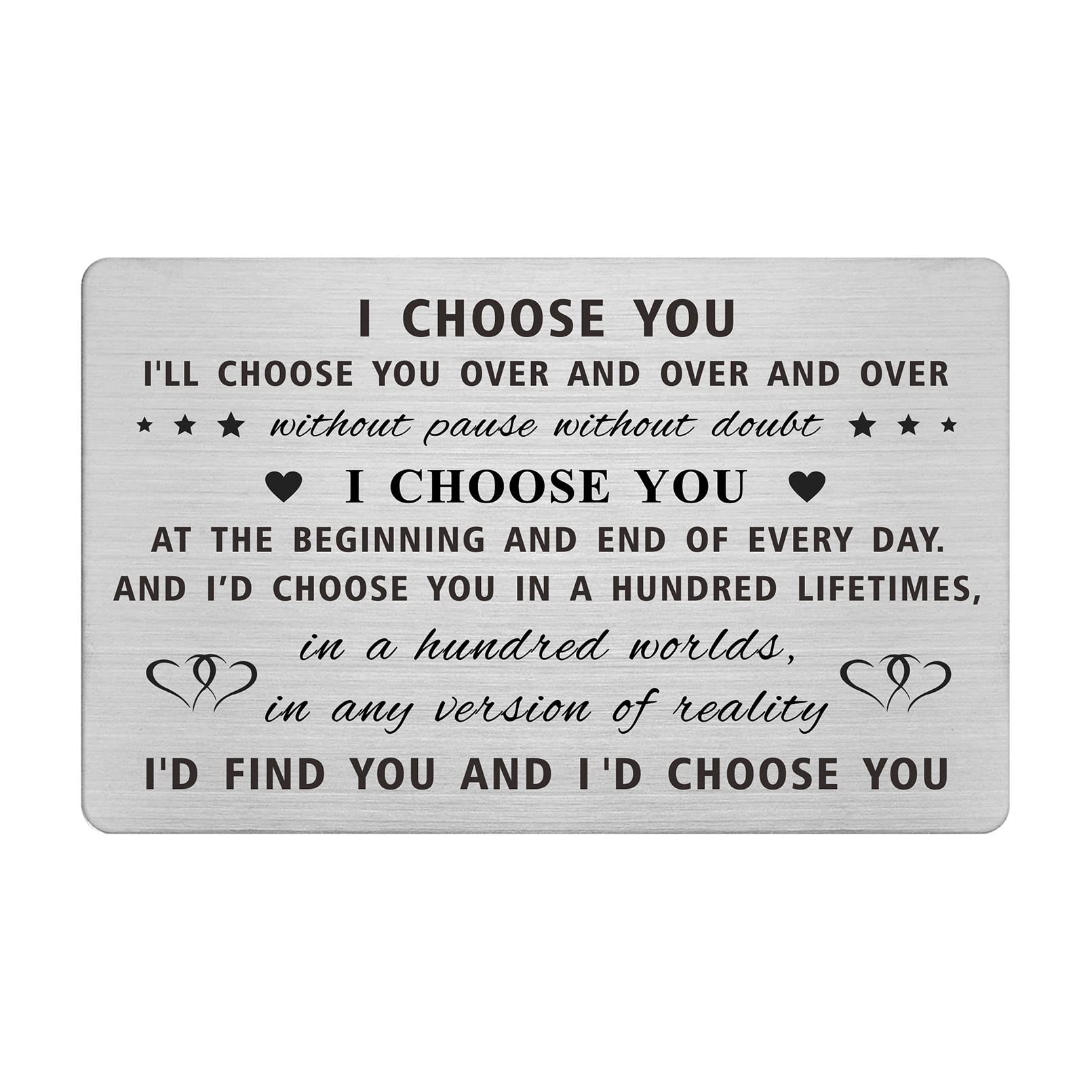 Jzxwan I Choose You Gift, Romantic Christmas Anniversary Card, Meaningful Wedding Day Gift for Groom from Bride, Personalized Marriage Anniversary Valentine's Card, Sentimental Gifts for Men