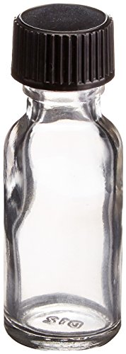 Premium Vials B24-30 Boston Round Glass Bottle with Cap, 1/2 oz Capaciy, Clear (Pack of 30)