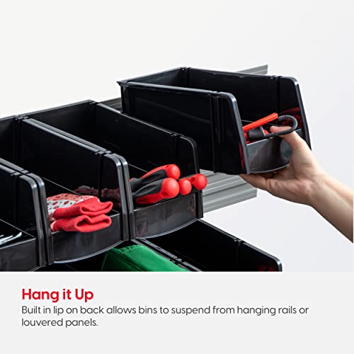 IRIS USA Inc. 13" x 6" x 5" Large Plastic Stackable Open Front Organizer bin Caddy Basket for Refrigerator Freezer Kitchen Pantry Cabinet Workshop Garage Classroom Office Crafts Supplies 8 Pack Black