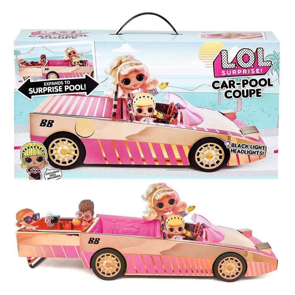 LOL Surprise Car Pool Coupe with Exclusive Doll, and Dance Floor - Toy Car Playset with Black Light Headlight and Play Set Accessories - Great Birthday Gift for Kids Ages 6-8 Years
