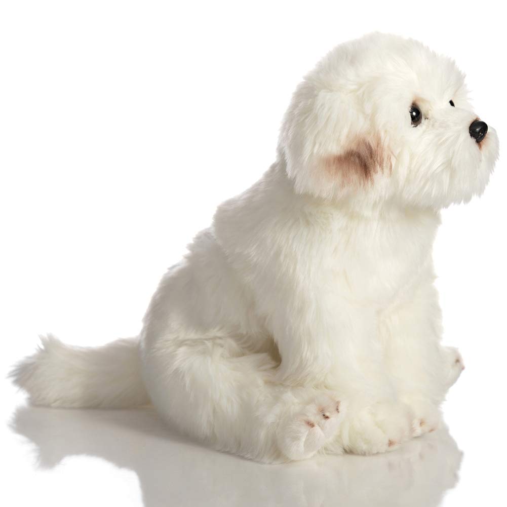 HollyHOME Bichon Frise Plush Puppy Stuffed Animal Maltese Realistic Dog Plush Toy Pet Gift for Kids 13 Inch