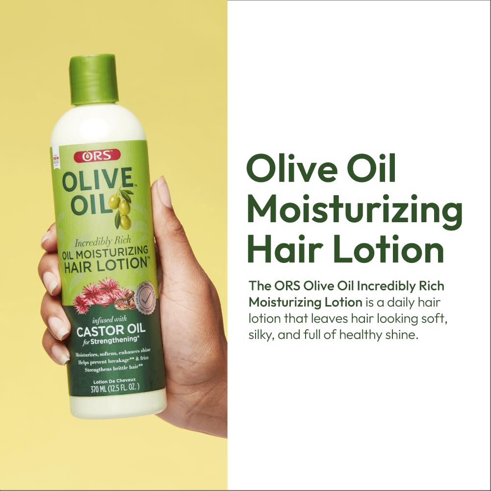 ORS Olive Oil Incredibly Rich Moisturizing Hair Lotion with Castor Oil for Strengthening 8.5 Ounces