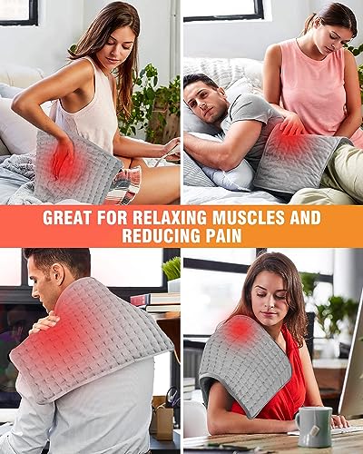 Electric Heating Pad (12 × 24"), Heating Pad for Back Pain Relief & Cramps, Auto Shut Off Heating Pad for Neck Shoulders Stomach Knees Legs with Heat Settings, Heat Pad Gift for Women Mom Girlfriend