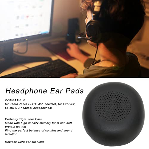 Headphone Earpads, Professional Headset Protein Leather Ear Pad Cushions Replacement for Jabra ELITE 45h, for Evolve2 65 MS UC(Black)