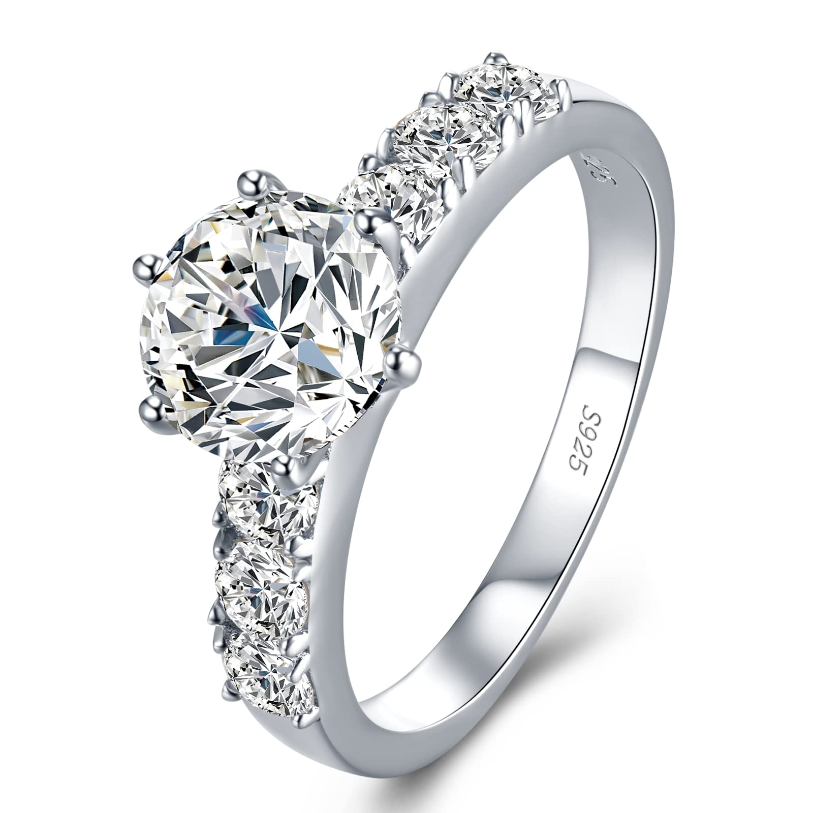 Atylyk Total 3.2cttw Center 2CT Moissanite Engagement Ring Wedding Promise Gold-plating Sterling Silver Rings for Women,Size 6