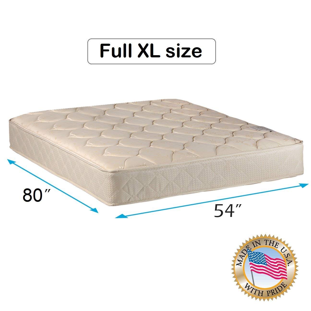 Dream Solutions USA Dream Sleep Comfort Classic 2-Sided Gentle Firm Full XL Mattress Only with Mattress Cover Protector Included - Orthopedic, High Density Foam, Long Lasting