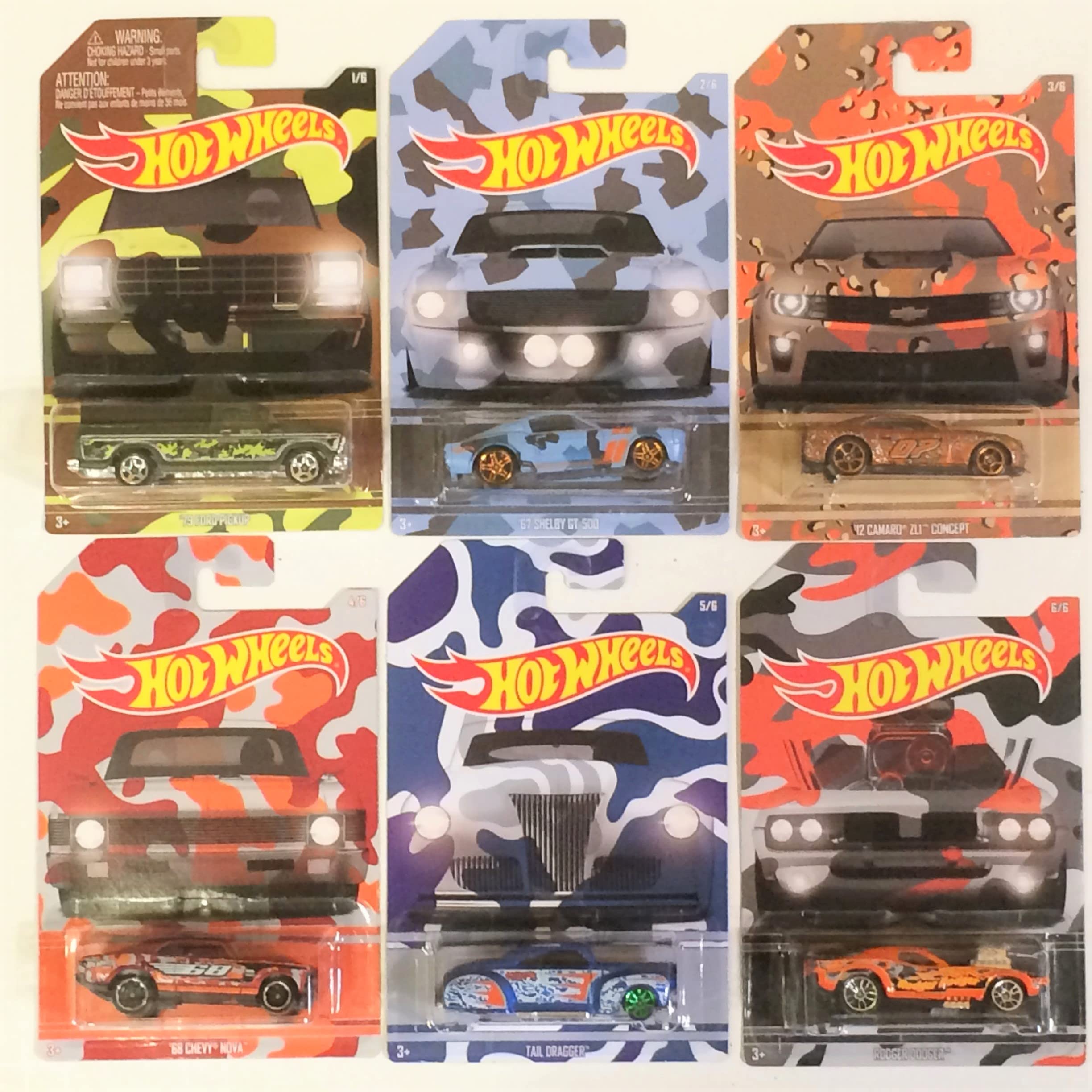 Hot Wheels Exclusive Camouflage Complete Set of 6 Diecast Vehicles