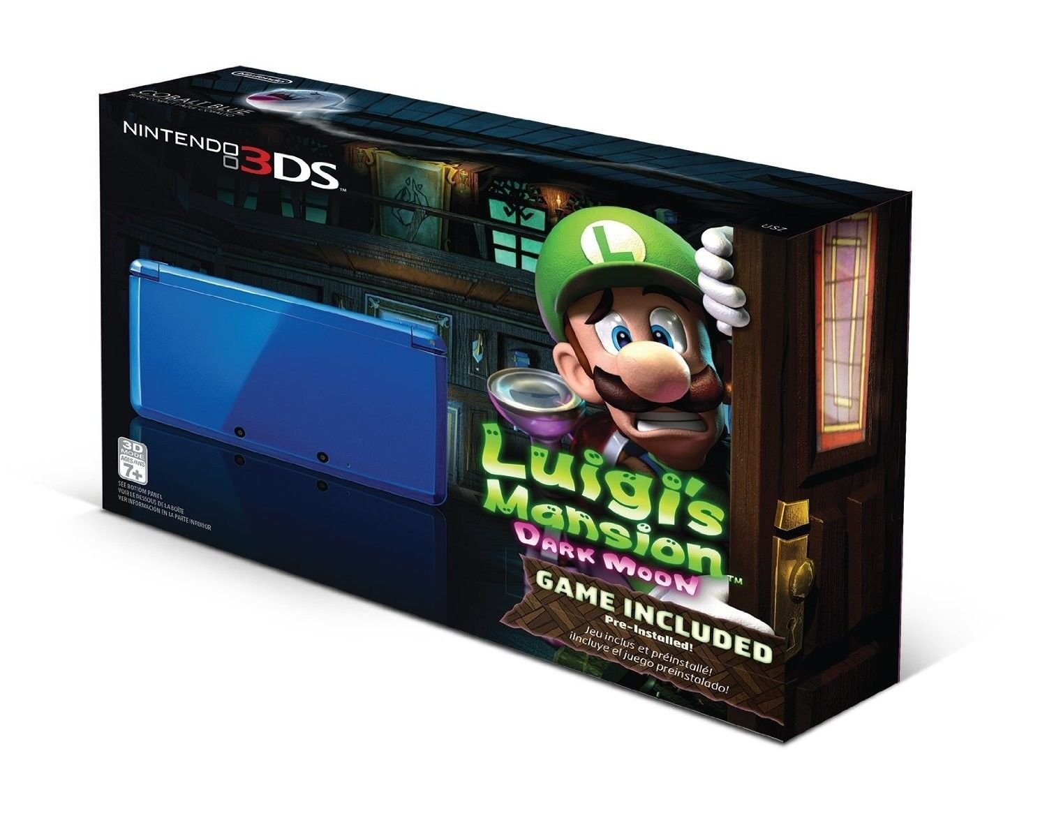 Cobalt Blue Nintendo 3DS System With Luigi's Mansion: Dark Moon Bundle