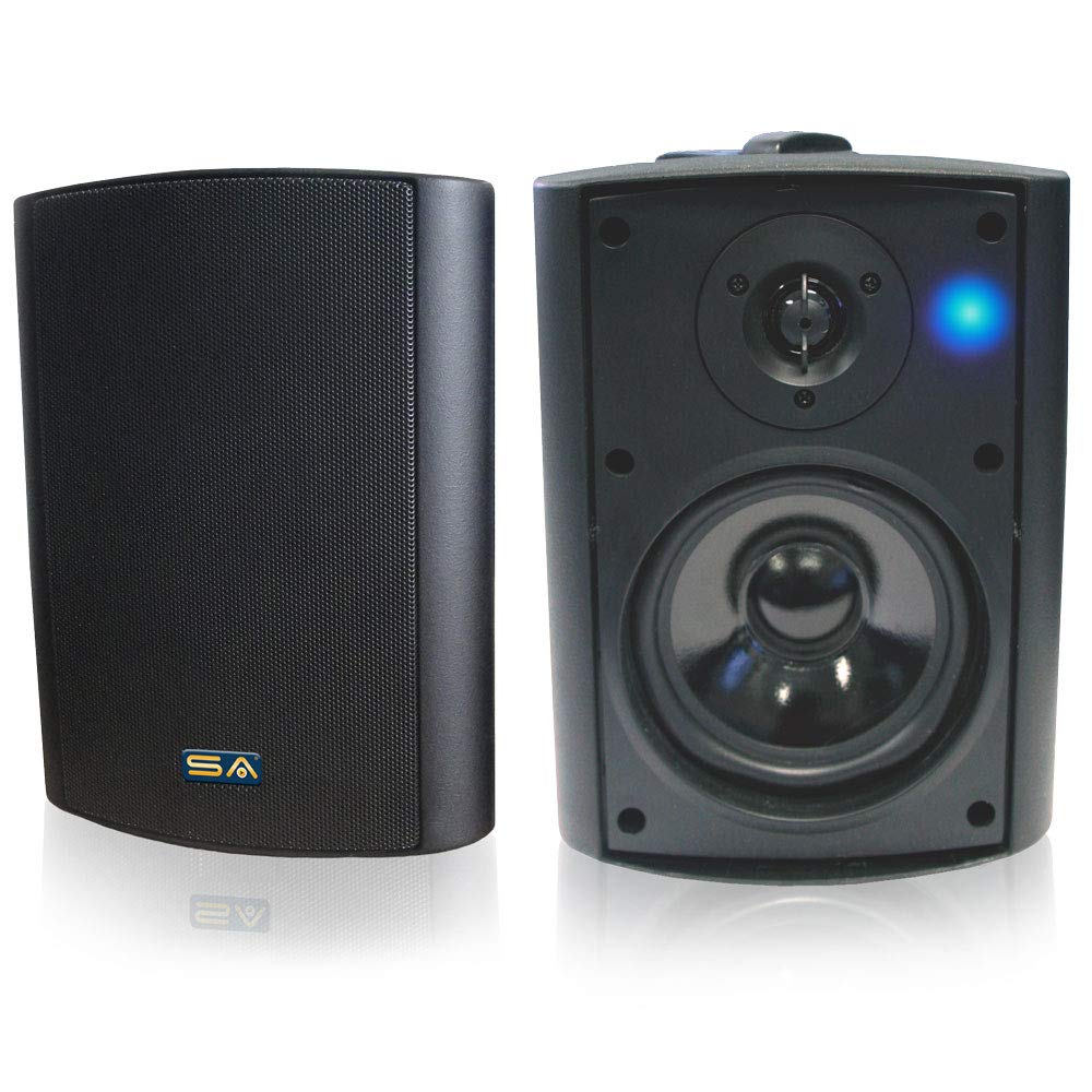 Outdoor Bluetooth Speakers, 5.25" Bluetooth Weatherproof Speakers for Deck Patio Backyard, Pair (Black)