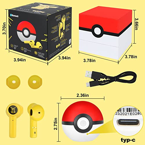DEKYJUE Kids Wireless Earbuds with Elf Ball Charging Box Touch Control Bluetooth Wireless Ear Buds for Kids Waterproof Wireless Earphones with Microphone for Android iOS Cell Phone Computer Laptop