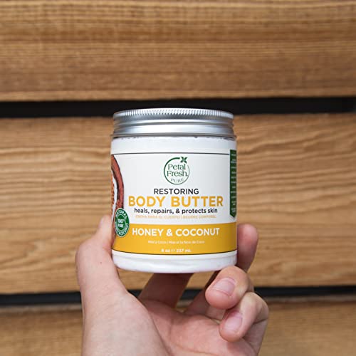 Petal Fresh Pure, Restoring Body Butter, Heals, Repairs & Protects Skin with Honey & Coconut Oil, 8 Fl oz