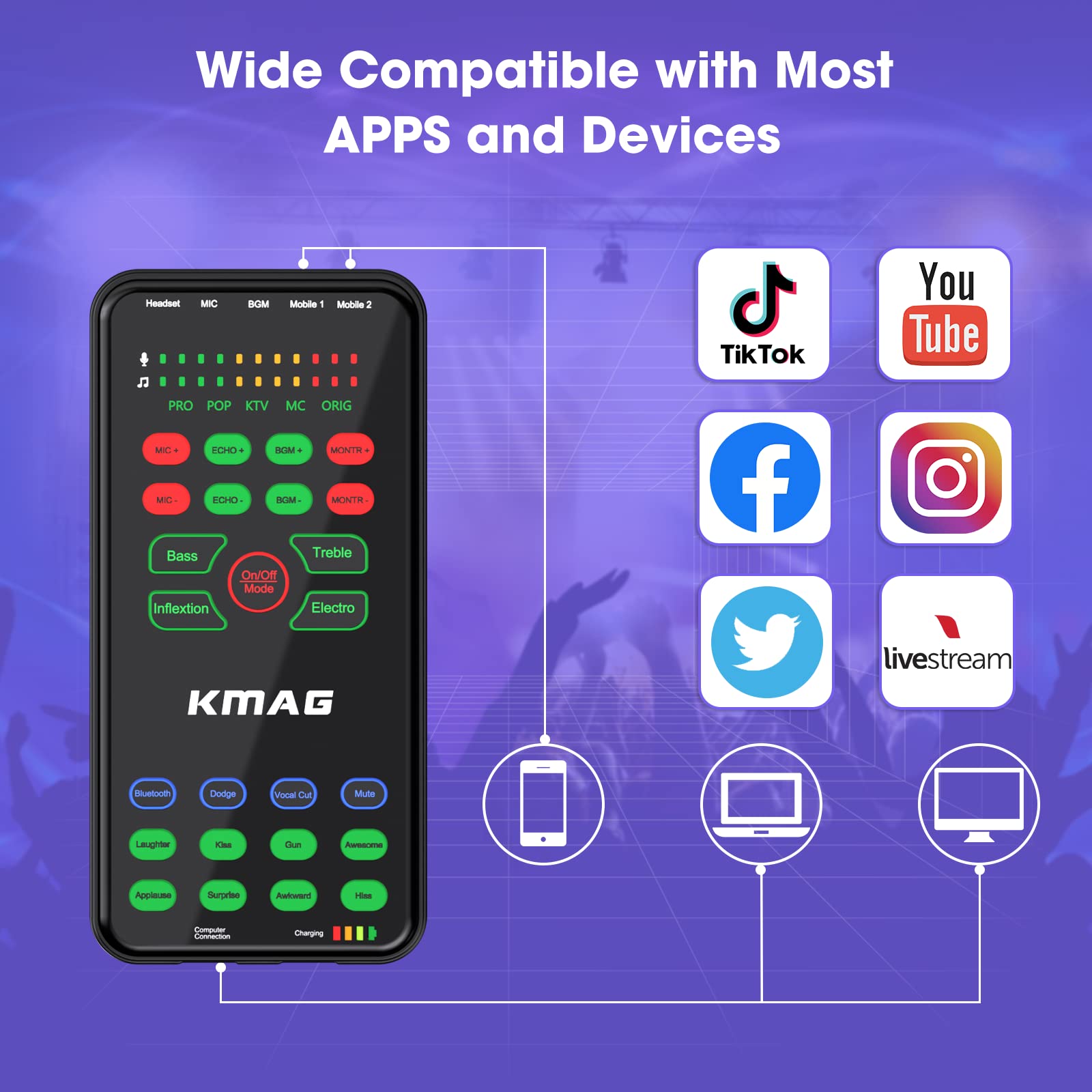 Audio Interface Sound Card Beginner Podcast Equipment Bundle for Live Streaming, Recording, Gaming, PC, Mac Voice Changer Soundboard