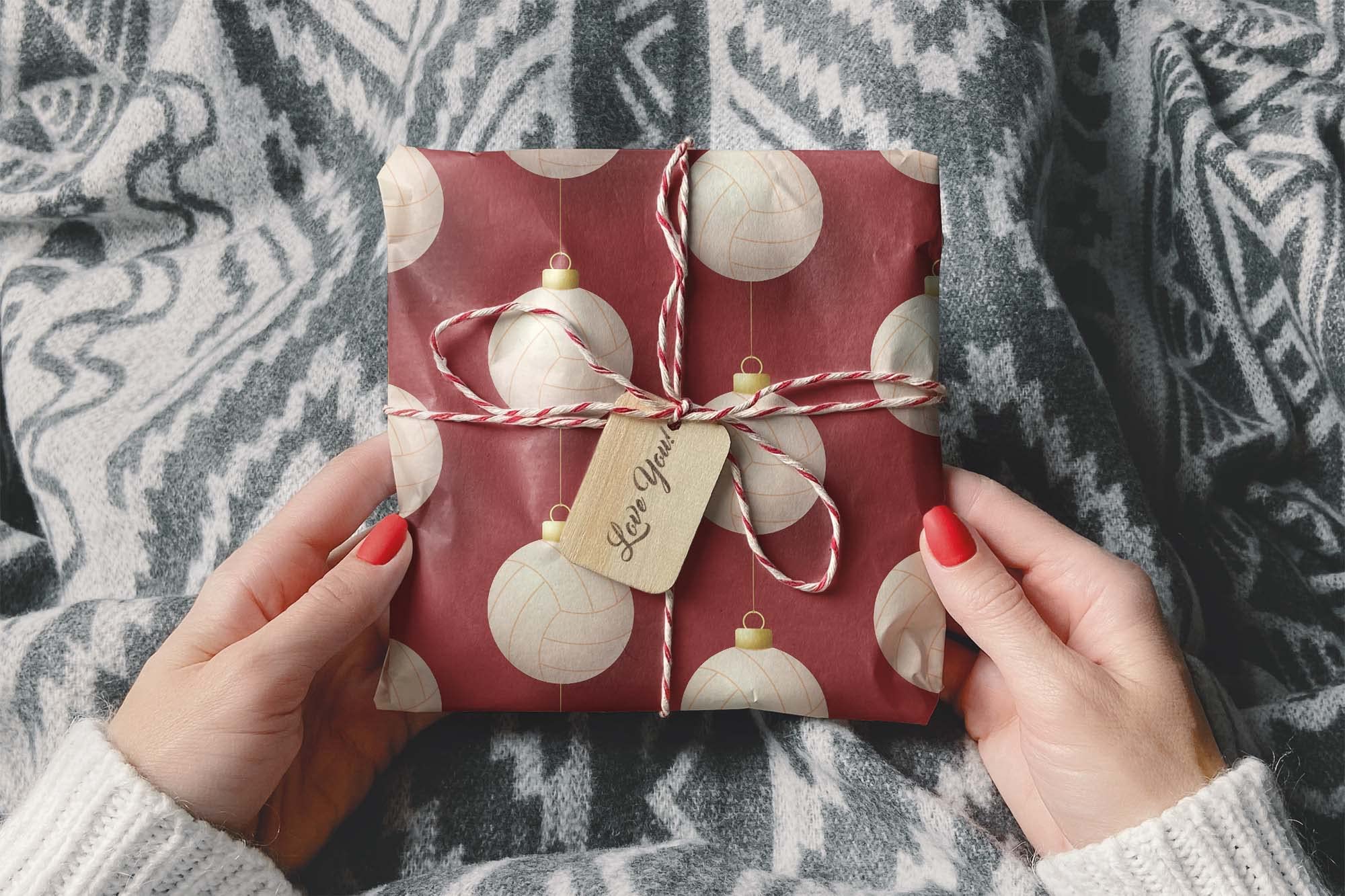 Cute Volleyball Gift Wrap Thick Wrapping Paper V-ball Christmas Ornament Holiday Party Decoration (6 foot x 30 inch roll)