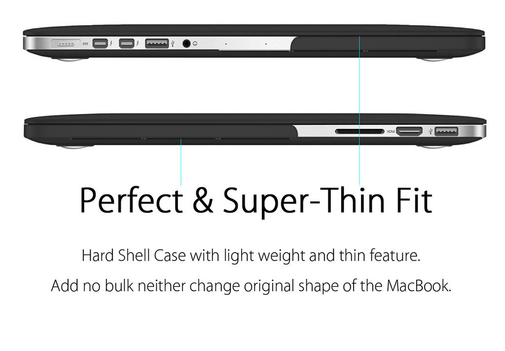 UESWILL Matte Hard Shell Case Cover Compatible with MacBook Pro (Retina, 13 inch, Early 2015/2014/2013/Late 2012), Model A1502/A1425, No CD-ROM, No USB-C, Black