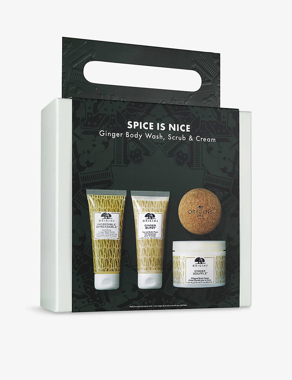 Origins Gift Set: Ginger Souffle Whipped Body Cream & Ginger Burst Savory Body Wash & Smoothing Ginger Body Scrub