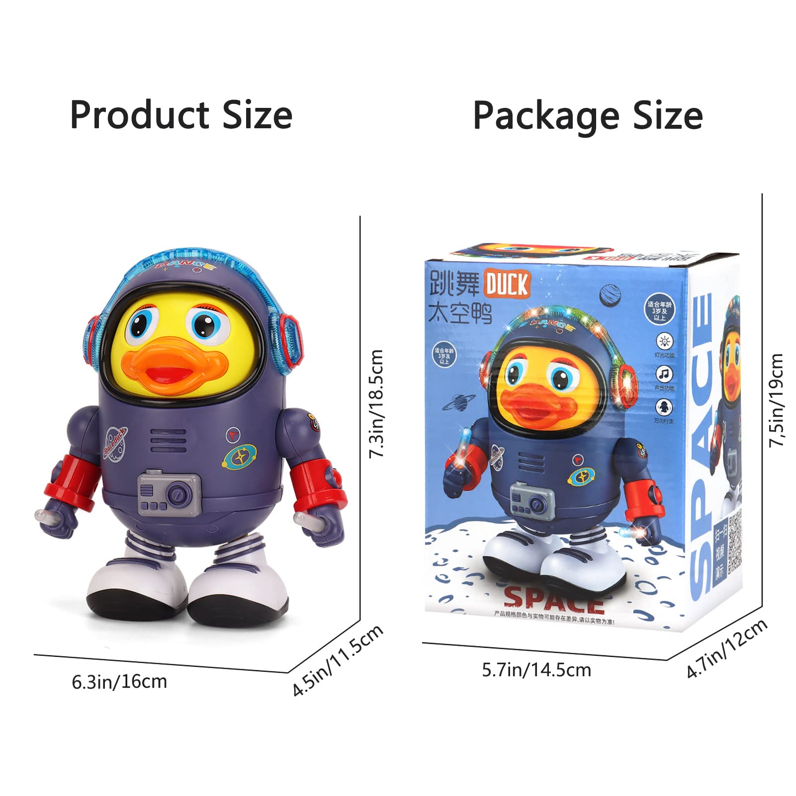 GFORI Baby Duck Toy Musical Interactive Duck Toy with Lights and Sounds, Space Elements Designed, Cute Dancing Space Duck Toy Playset, for Toddlers and Gift for Kids