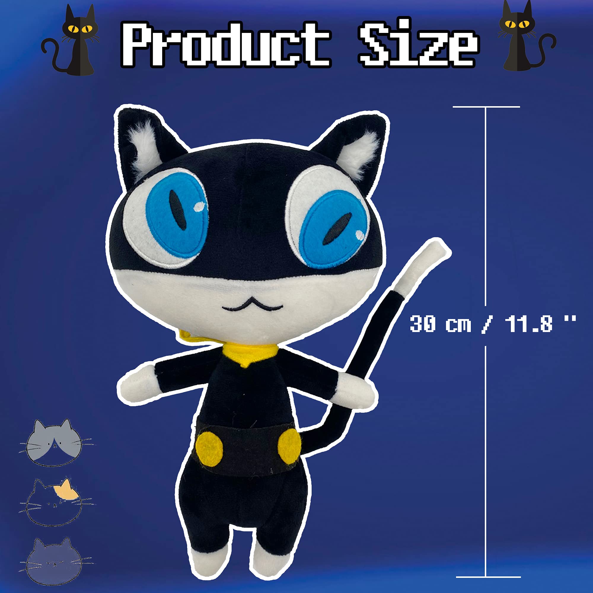 Hotiego 11.8" Cat Plush Toys Figures Blact Cat Dolls Plushie Stuffed Plushies Cosplay Props for Game Fans