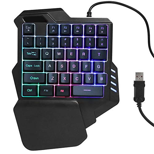 G30 One Handed Gaming Keyboard , Professional LED Backlit Keyboard , Compact 35 Keys Half Keyboard Gaming Keypad for win2000 ,XP ,Me ,Vista7 ,8 ,OS X Black