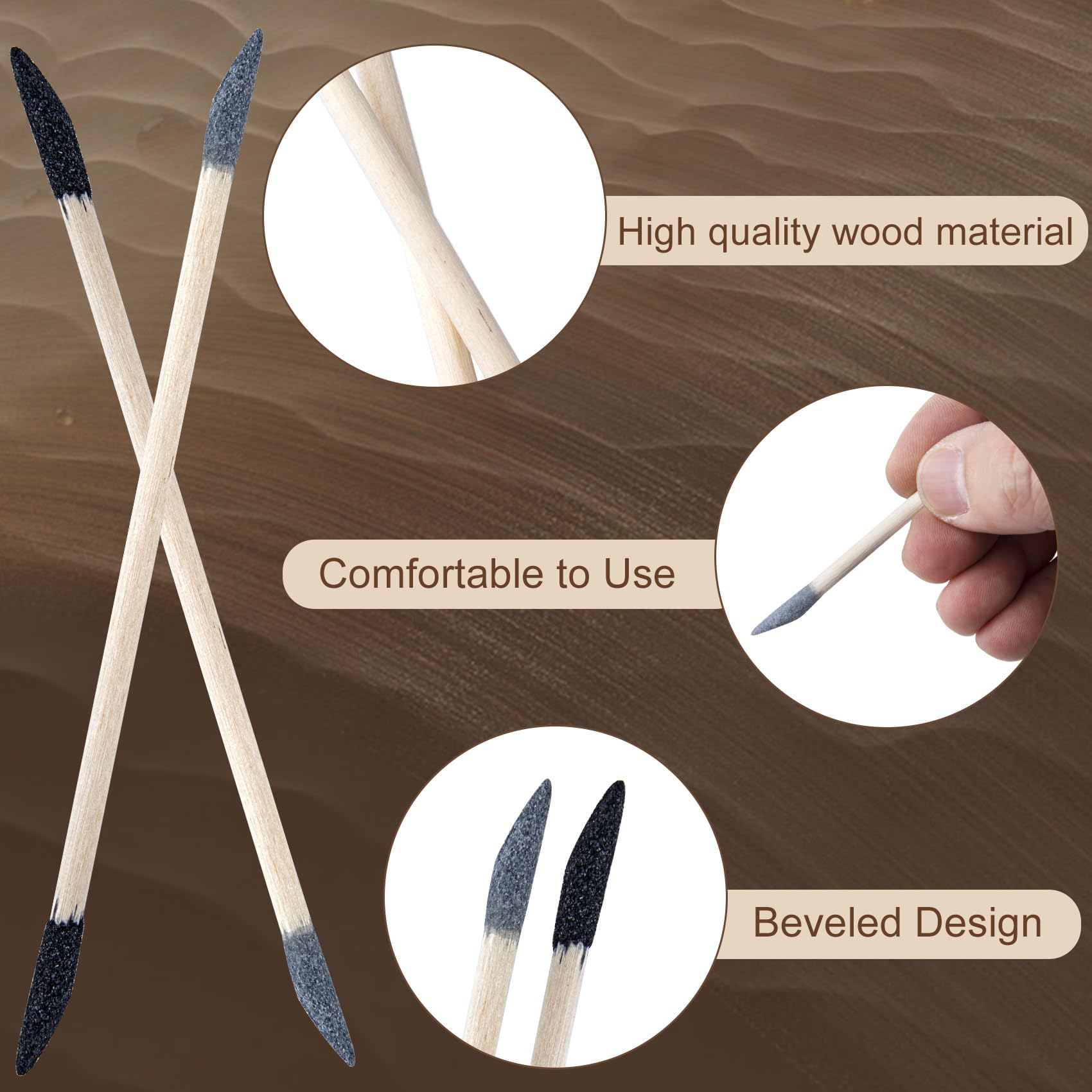 HINZIC 20 Pcs Sanding Sticks 5.5 x 0.2 Inch Double End Matchsticks Sanding Twigs 150/280 Grit Fine Detailing Polishing Tool for Plastic Models Miniatures Wood Hobby Stuffers