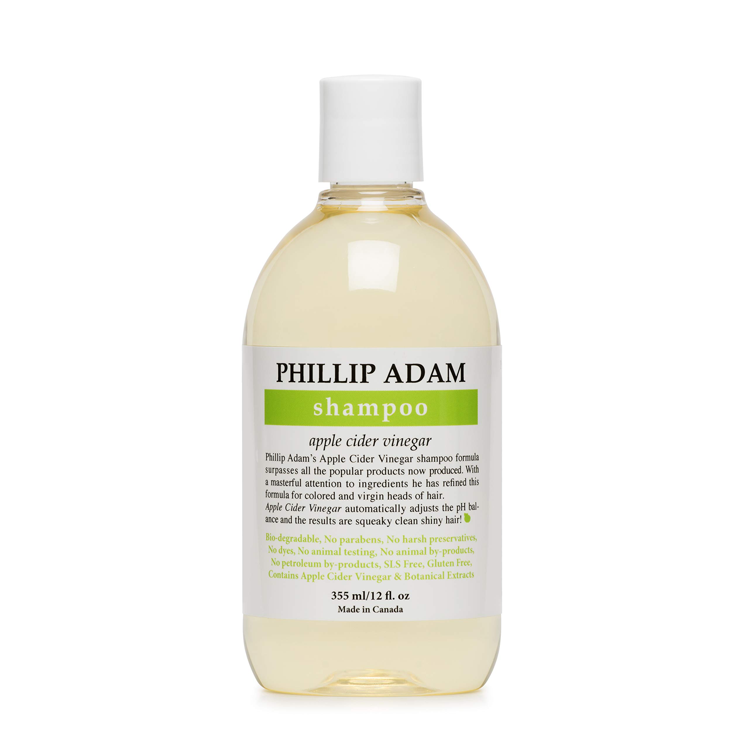 Phillip Adam Apple Cider Vinegar Shampoo for Shiny Hair - Sulfate Free and Paraben Free - Original Green Apple Scent - 12 Ounce