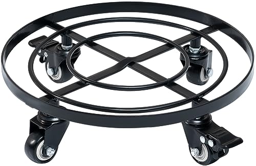 Idzo Round Heavy Duty Plant Caddy with Wheels, Cast Iron Plant Dolly, Plant Stand with Wheels, Load Capacity 180 Lbs, Repositioning Heavy Pots, Hauling Heavy Household Items, 12 Inch - Black