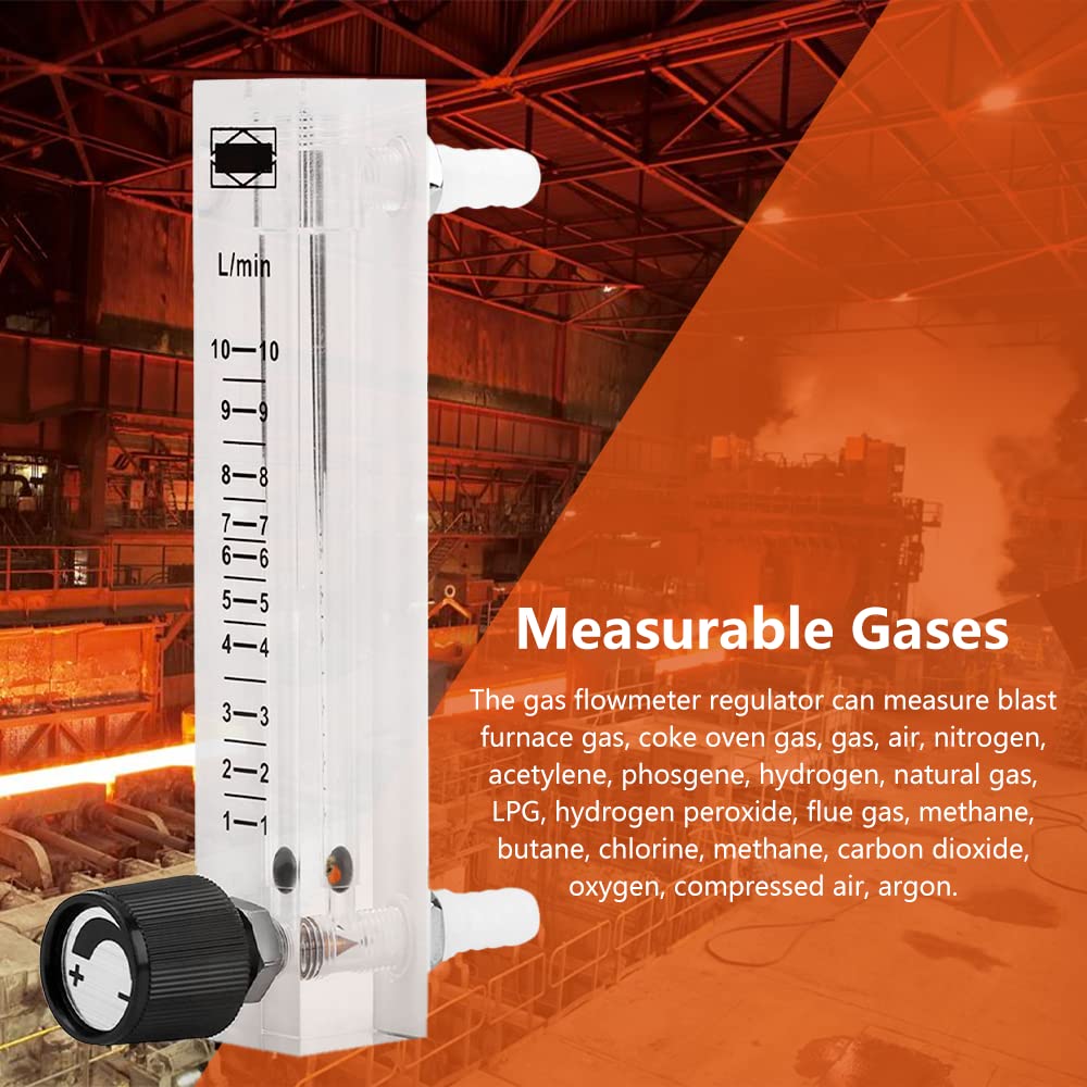 Watris Veiyi LZQ-7 Oxygen Air Gas Flow Meter, 1-10LPM Air Gas Flowmeter with Control Valve for Measuring Controlling Gas Flow