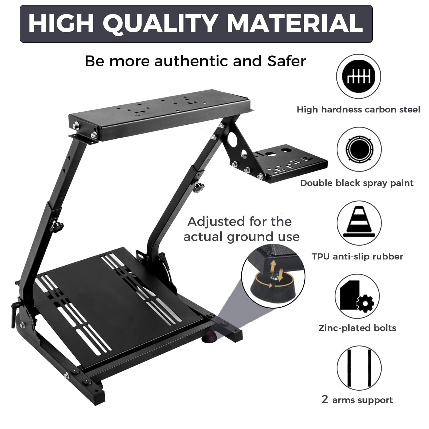 Hottoby Racing Steering Wheel Stand Foldable Shift Lever Upgrade Fit for Logitech/Thrustmaster G25 G27 G29 G920 G923 T150 T248 T300 Multi-level Adjustable Easy Storage Install Cockpit,No Wheel & Pedal